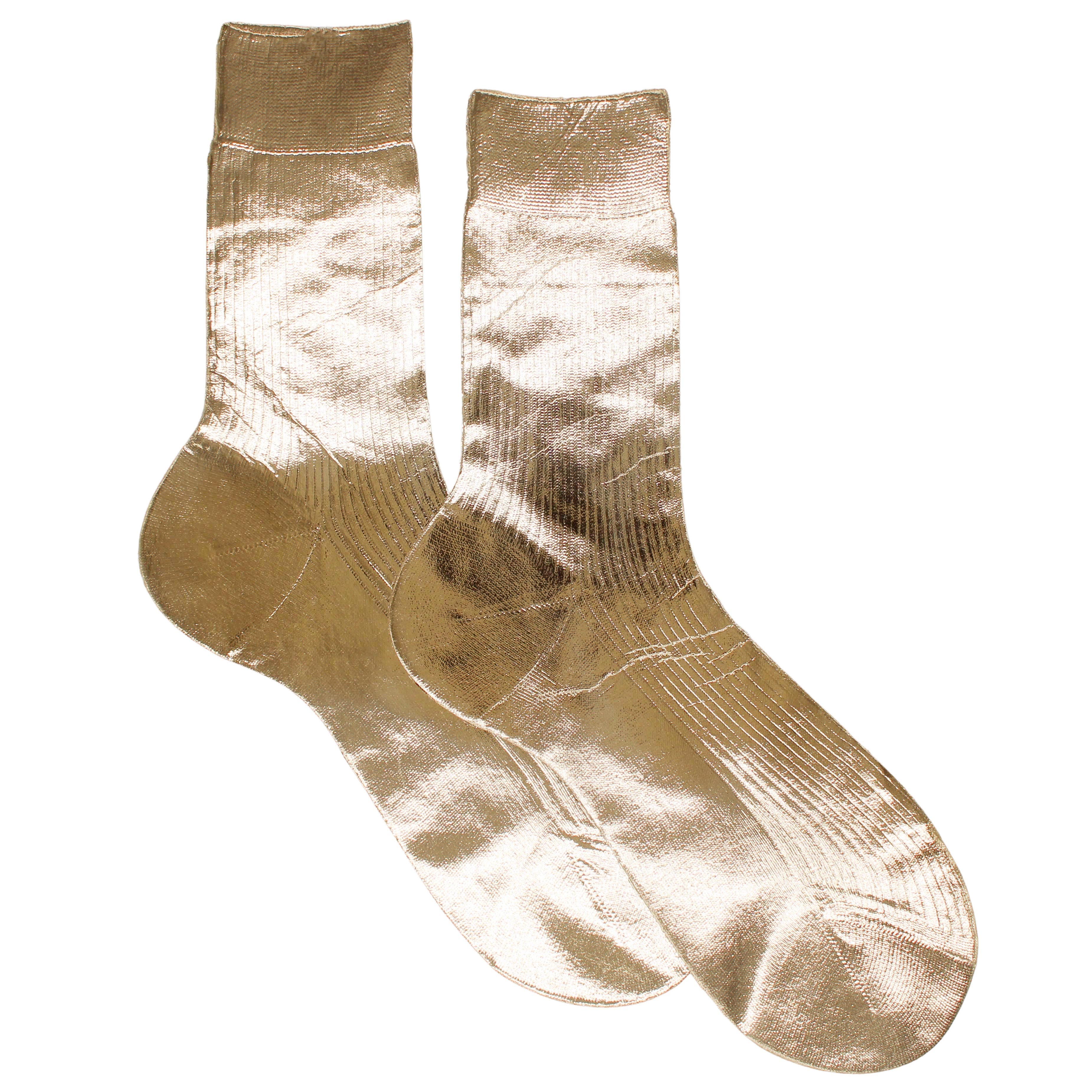 Maria La Rosa Laminated Socks in Silver | High End Socks at 7&Sun